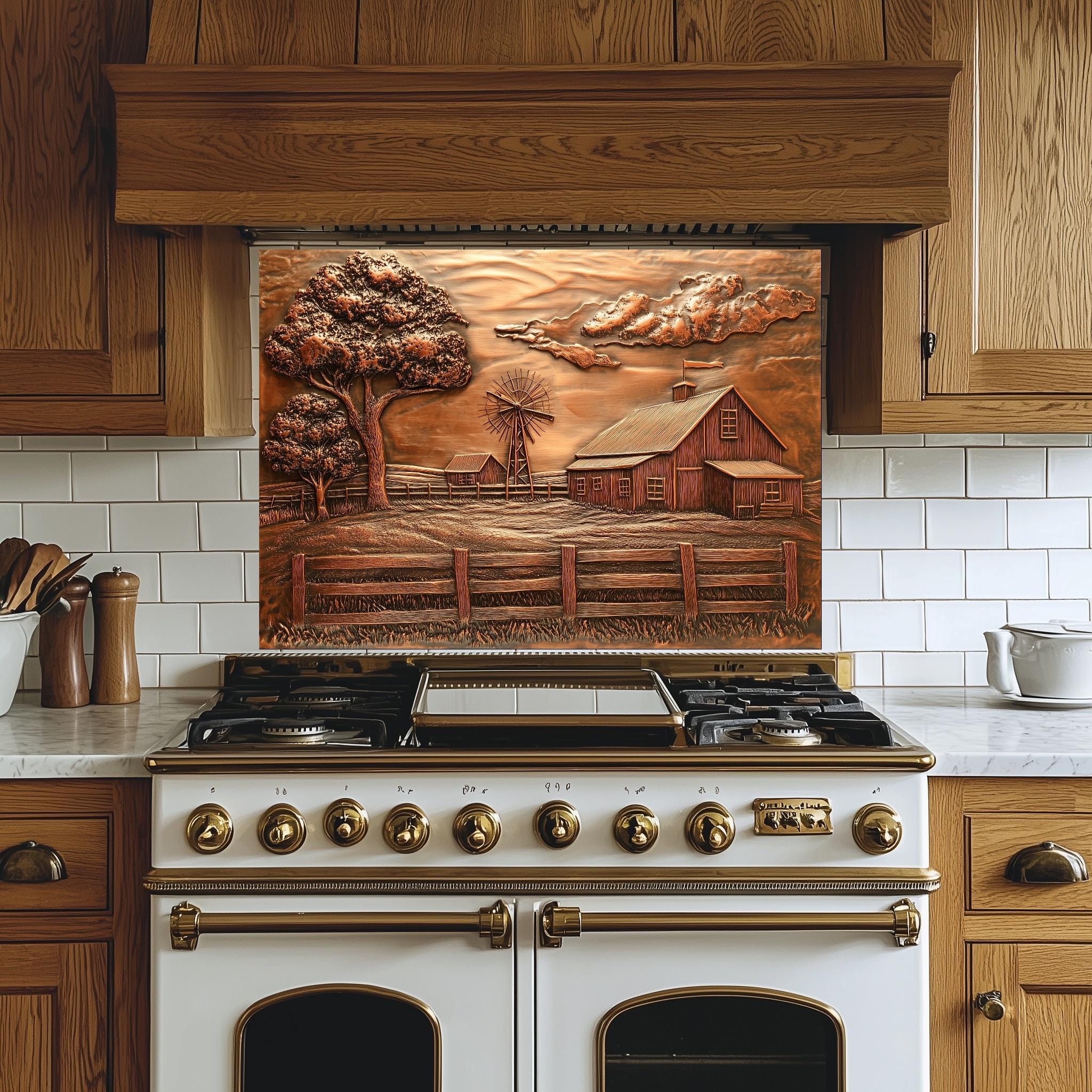 Farmhouse Theme Fully Crafted Backsplash, Tempered Glass Backsplash ...