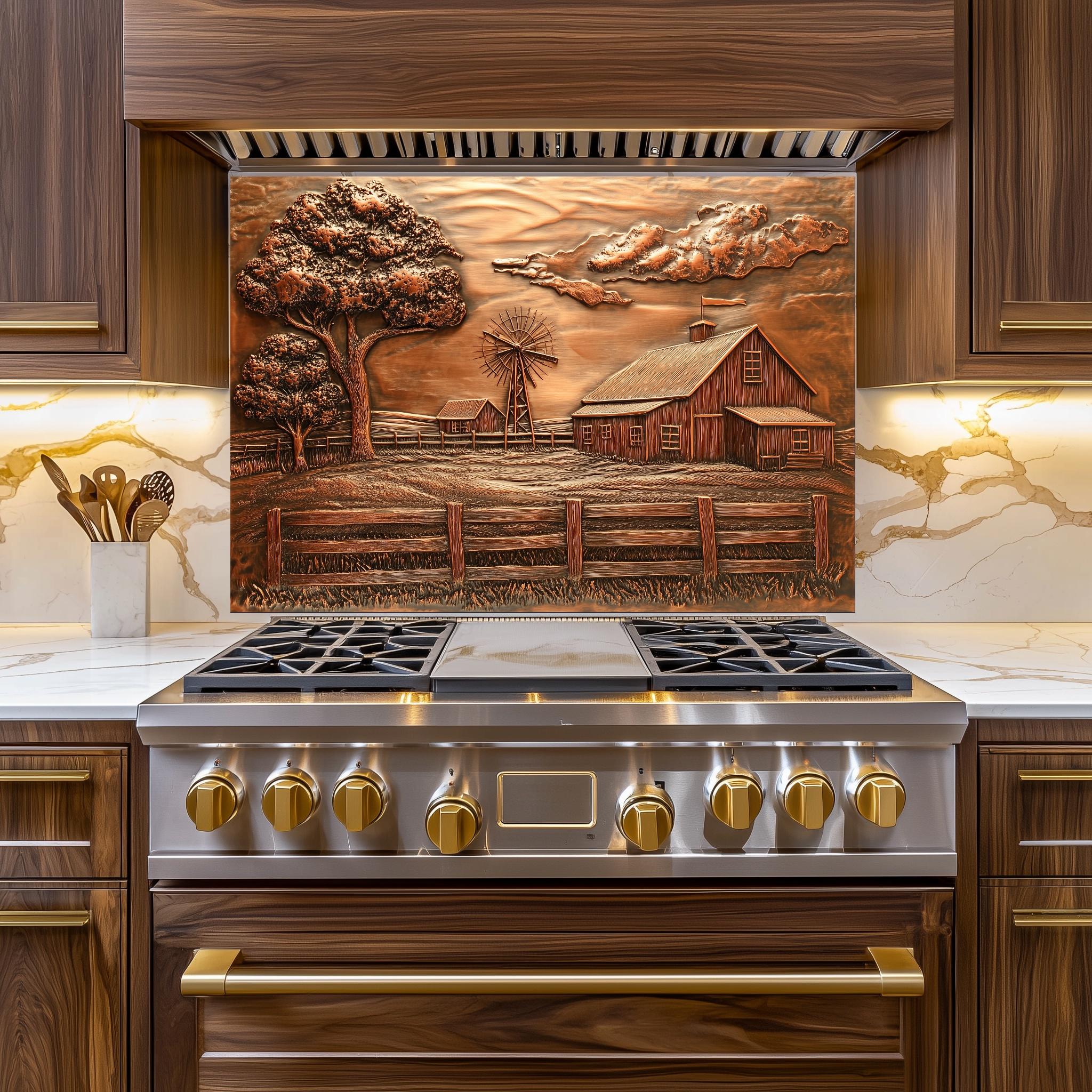 Farmhouse Theme Fully Crafted Backsplash, Tempered Glass Backsplash ...