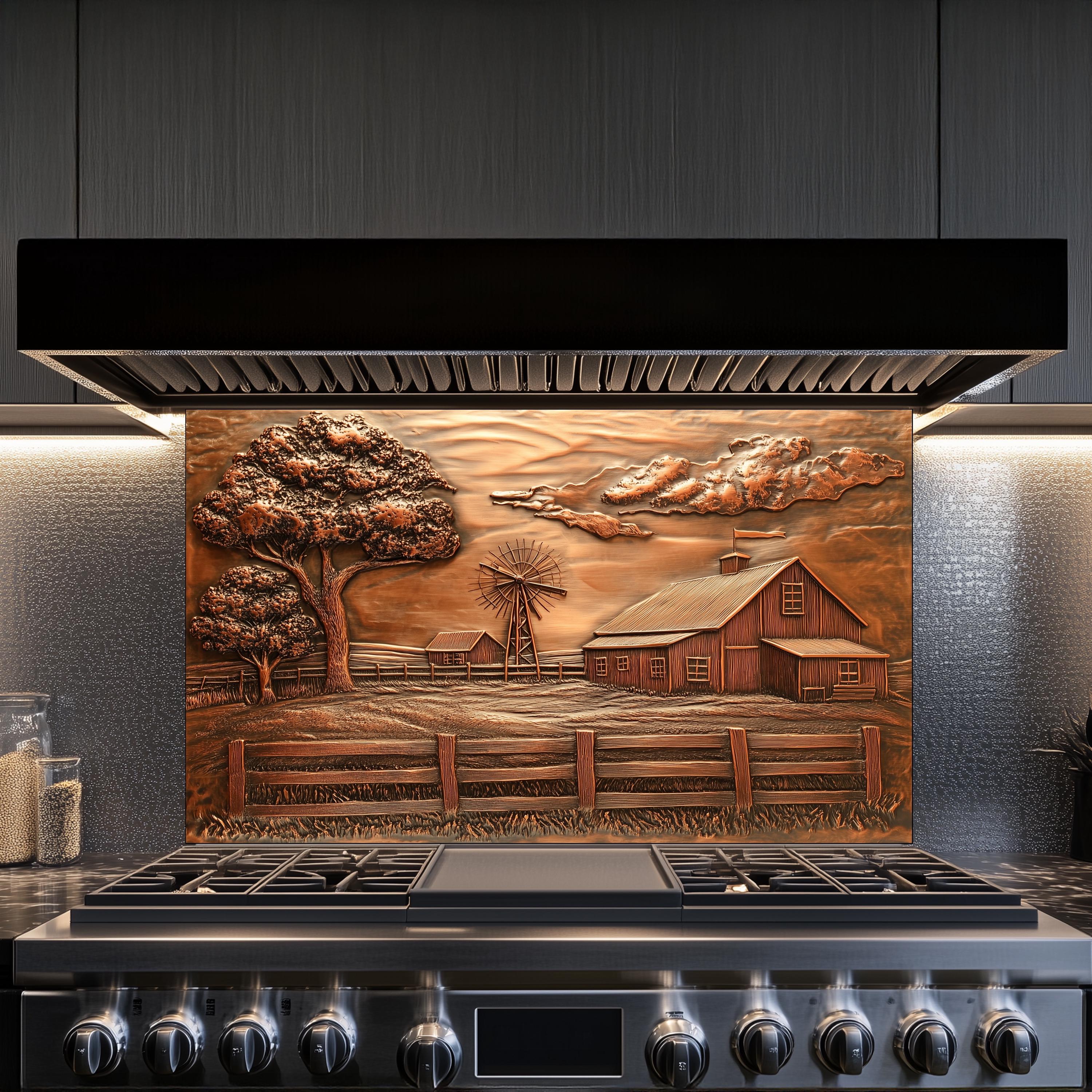 Farmhouse Theme Fully Crafted Backsplash, Tempered Glass Backsplash ...