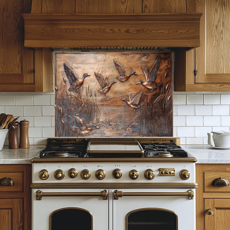 Ducks Kitchen Backsplash, Tempered Glass Backsplash Behind Stove ...