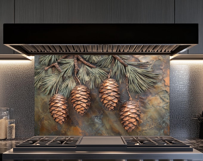 16x24” Backsplash Pinecone Tree Tile Total Size. Hand Poured With Real ...