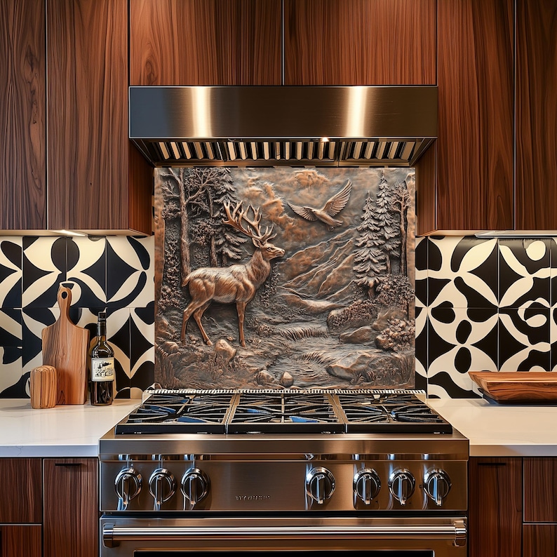 A Deer Kitchen Backsplash, Tempered Glass Backsplash Behind Stove ...