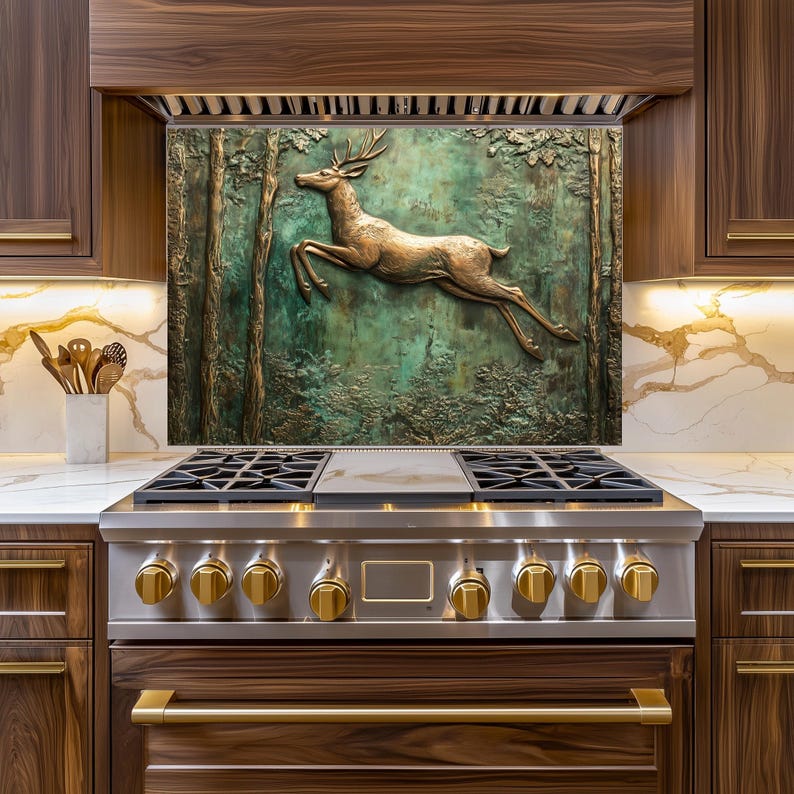 A Deer Kitchen Backsplash, Tempered Glass Backsplash Behind Stove ...