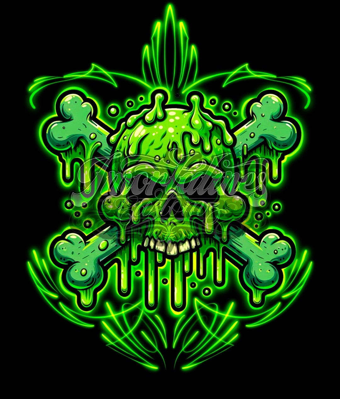 Green Skull Pinstripe Shirt Design - Etsy