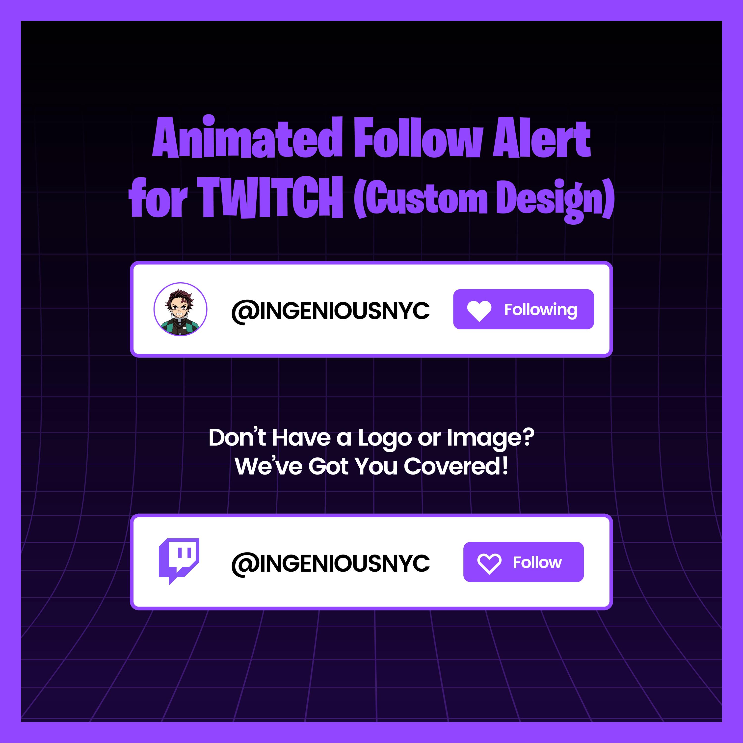 Custom Animated Twitch Follow Alert | Streamer Graphics (WEBM File) - Etsy