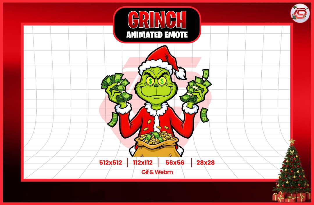 Grinch Money Emote | Animated Christmas Emote | PNG | Twitch | Xmas ...