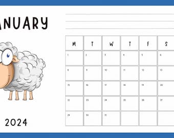 Blank Calendar Printable Digital Download Template PNG - Etsy