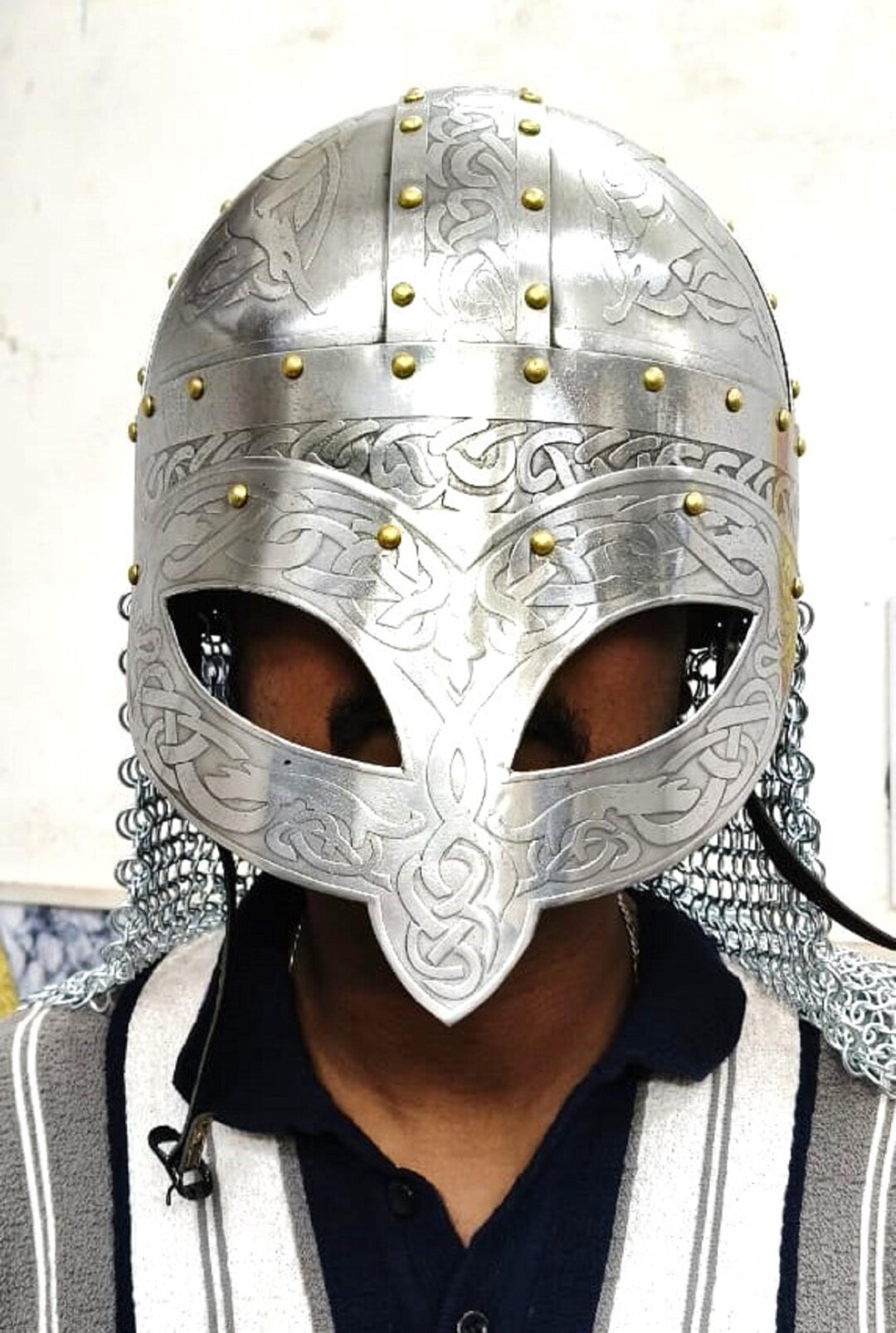 Halloween Knight Viking Combat Chainmail Helmet Medieval Maille Knight ...