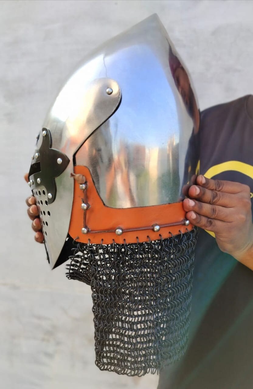 Medieval Viking Templar Chainmail Helmet ~ Knight Armor Larp Helmet ...