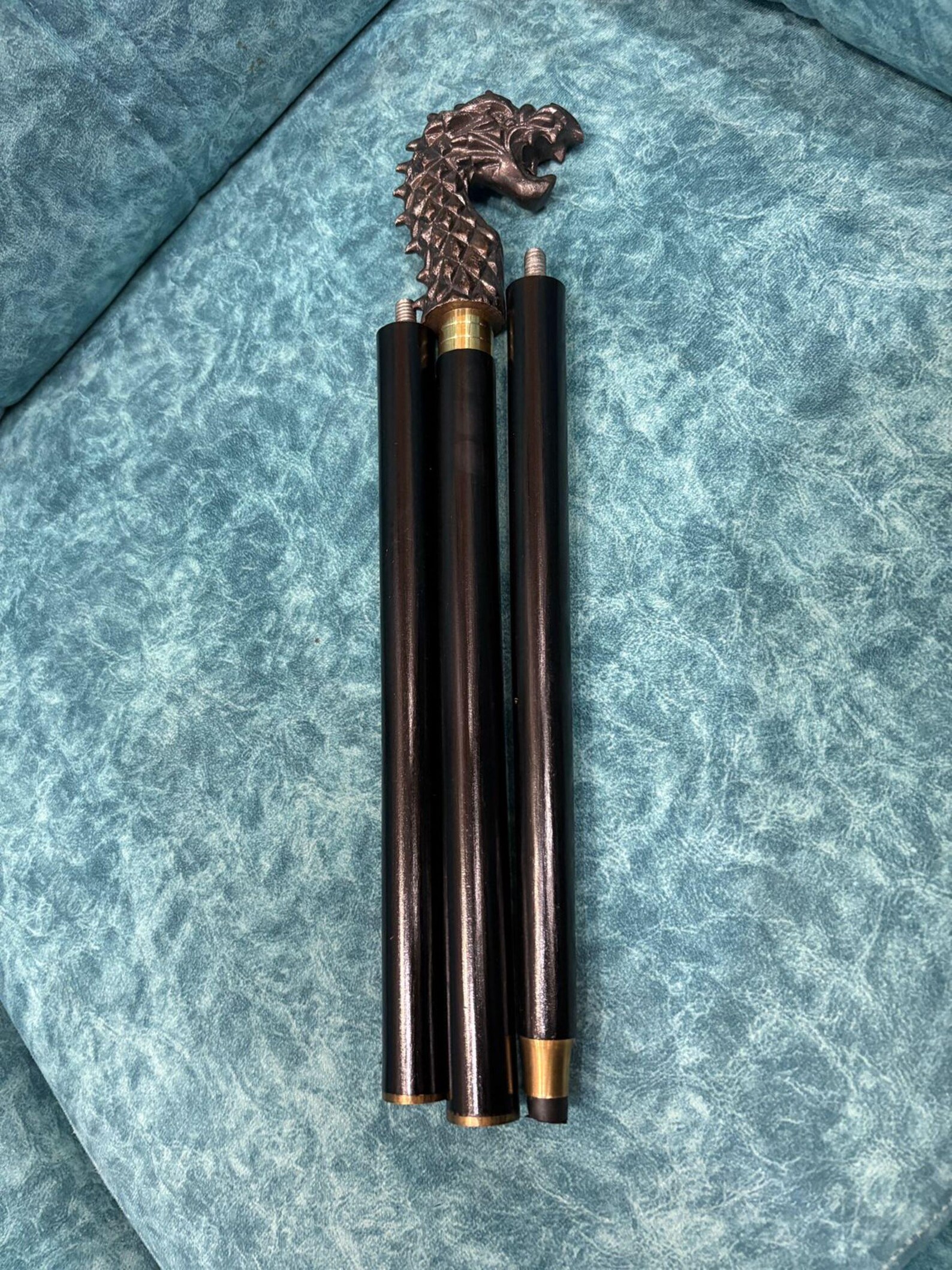 Dragon Head Brass Handle Walking Stick, Foldable Wooden Cane, Steampunk ...