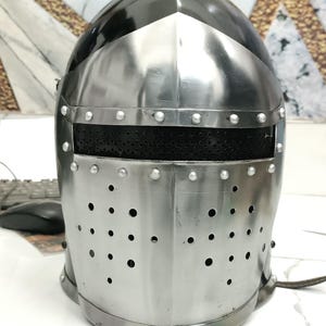 Halloween Medieval Black Barbuta Helmet ~ Knight Armor Larp Gothic ...