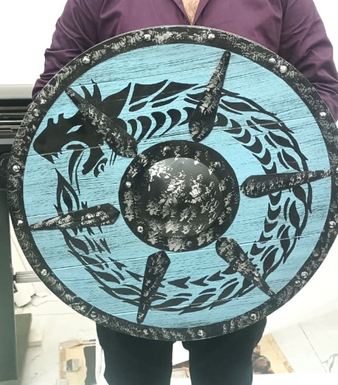 Medieval Viking Dragon Shield | Knight Crusader Wooden Armor Shield ...