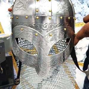 Halloween Knight Viking Combat Chainmail Helmet Medieval Maille Knight ...
