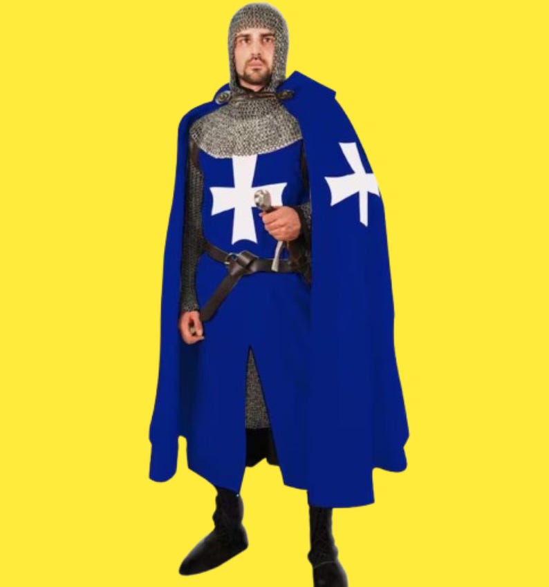 Medieval Crusader Templar Tunic Knights Clothe ~ Halloween Black, Red ...