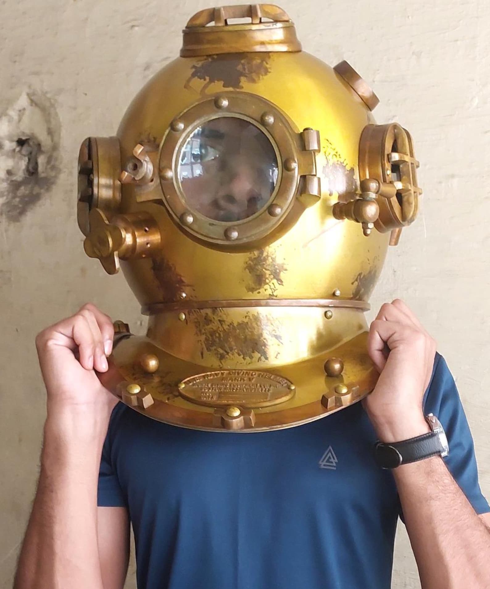 US Navy Mark V Diving Helmet | Antique Finish Deep Sea Nautical Divers ...