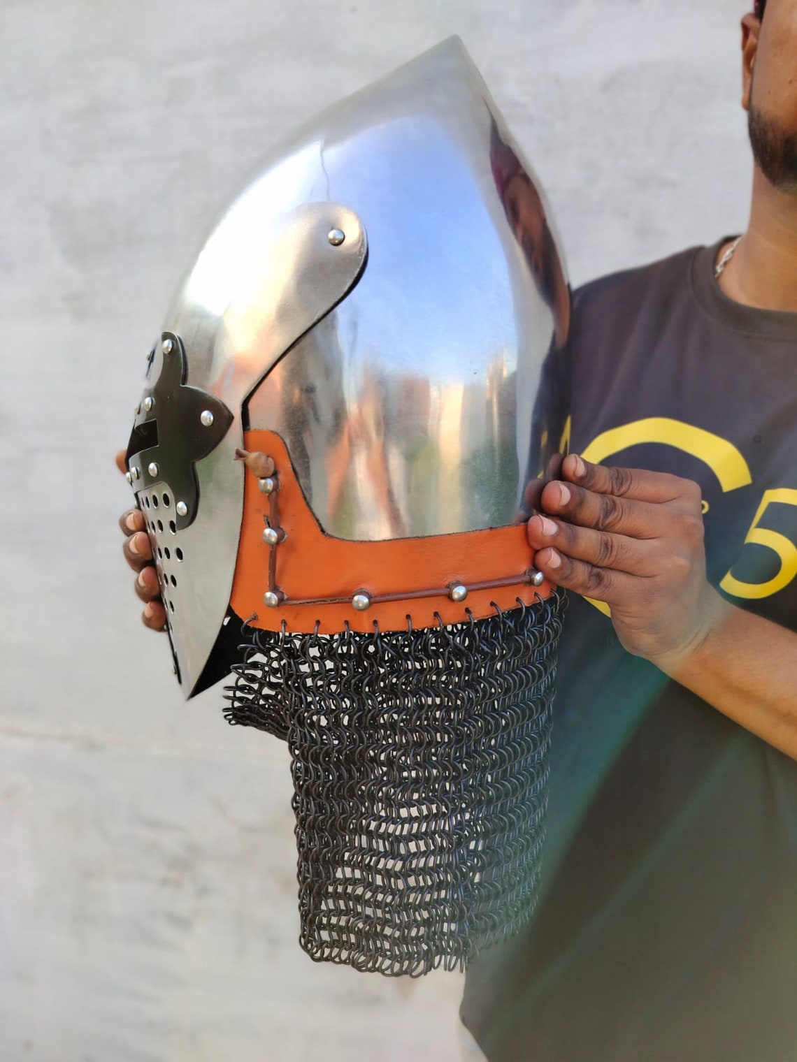 Medieval Viking Templar Chainmail Helmet Knight Armor Larp Helmet With ...