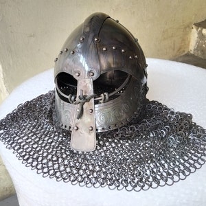 Halloween Viking Chainmail Helmet Medieval Maille Knight Riveted ...