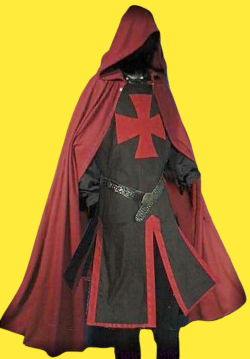 Halloween Medieval Crusader Templar Tunic Clothe ~ Knights Black, Red ...