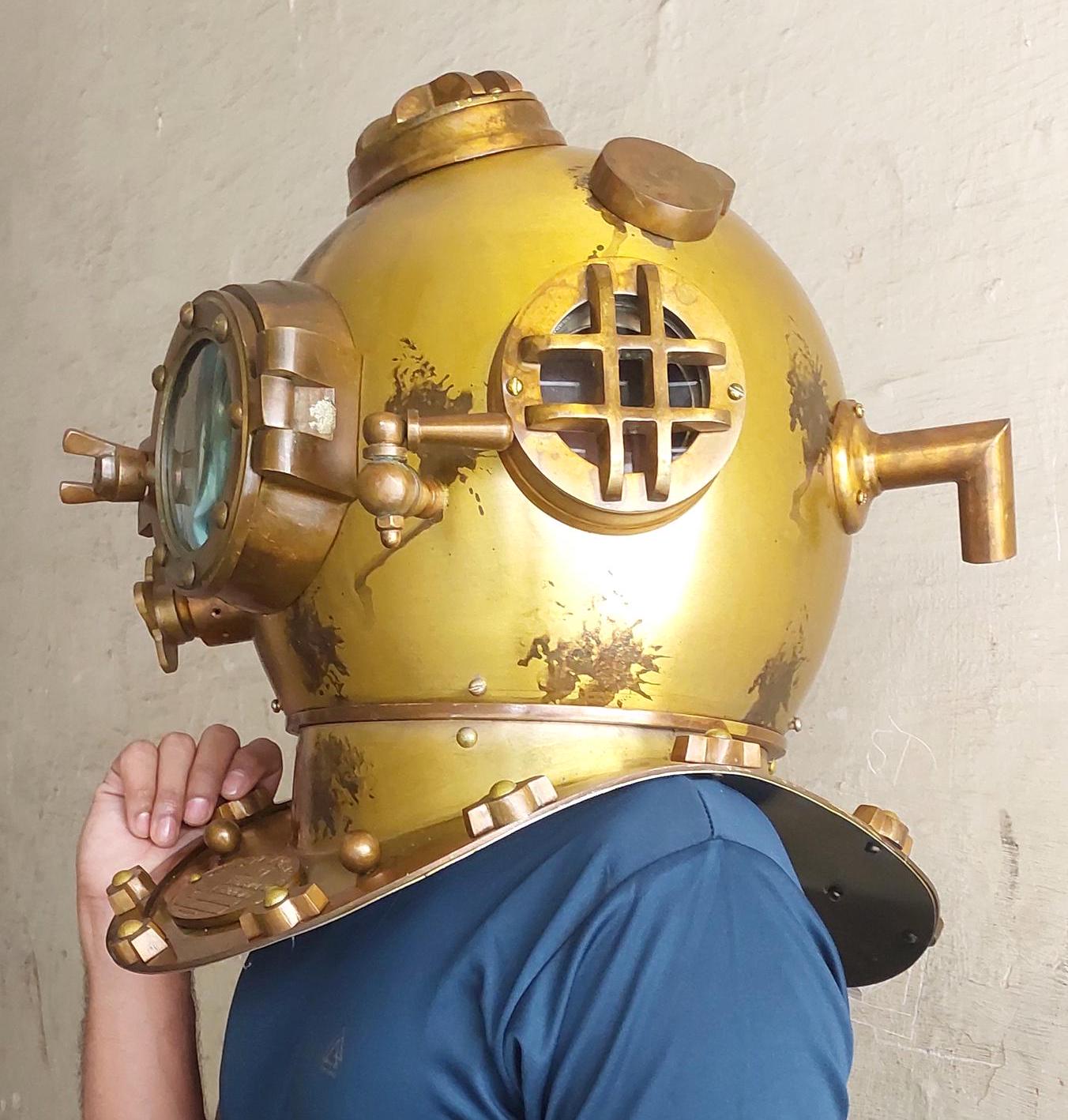US Navy Mark V Diving Helmet | Antique Finish Deep Sea Nautical Divers ...