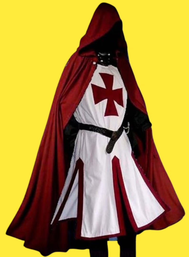 Halloween Medieval Crusader Templar Tunic Clothe ~ Knights Black, Red ...