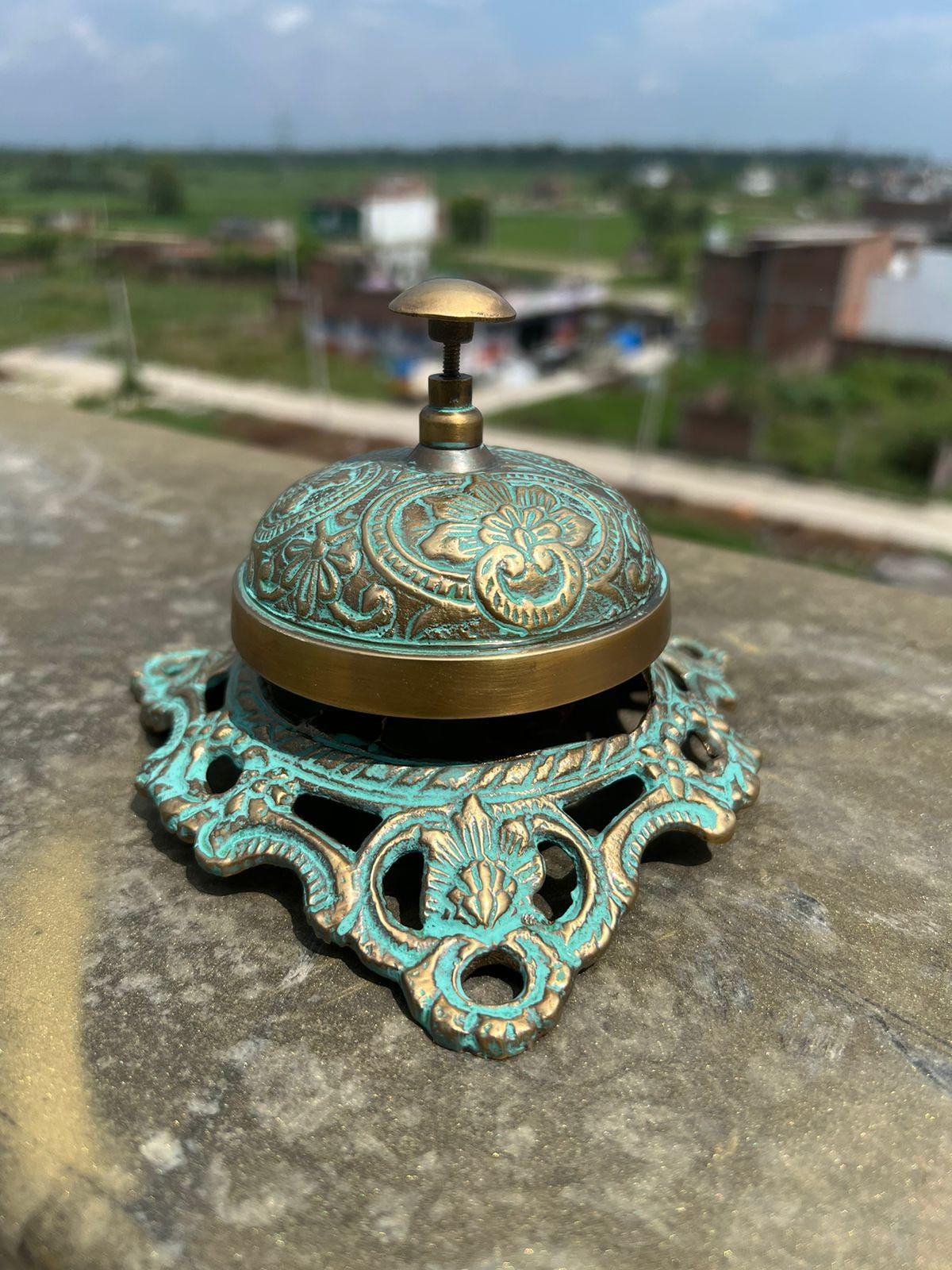 Antique Finish Solid Brass Ornate Front Desk Nautical Bell Service ...
