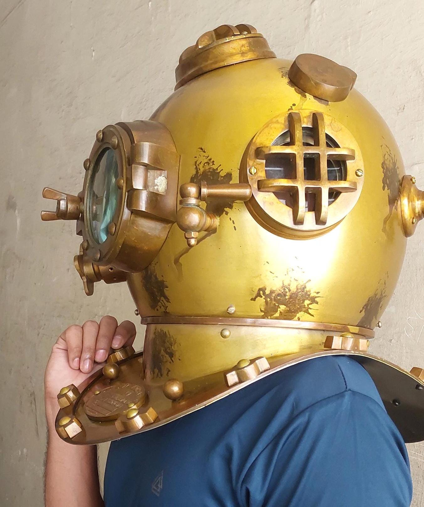 US Navy Mark V Diving Helmet | Antique Finish Deep Sea Nautical Divers ...