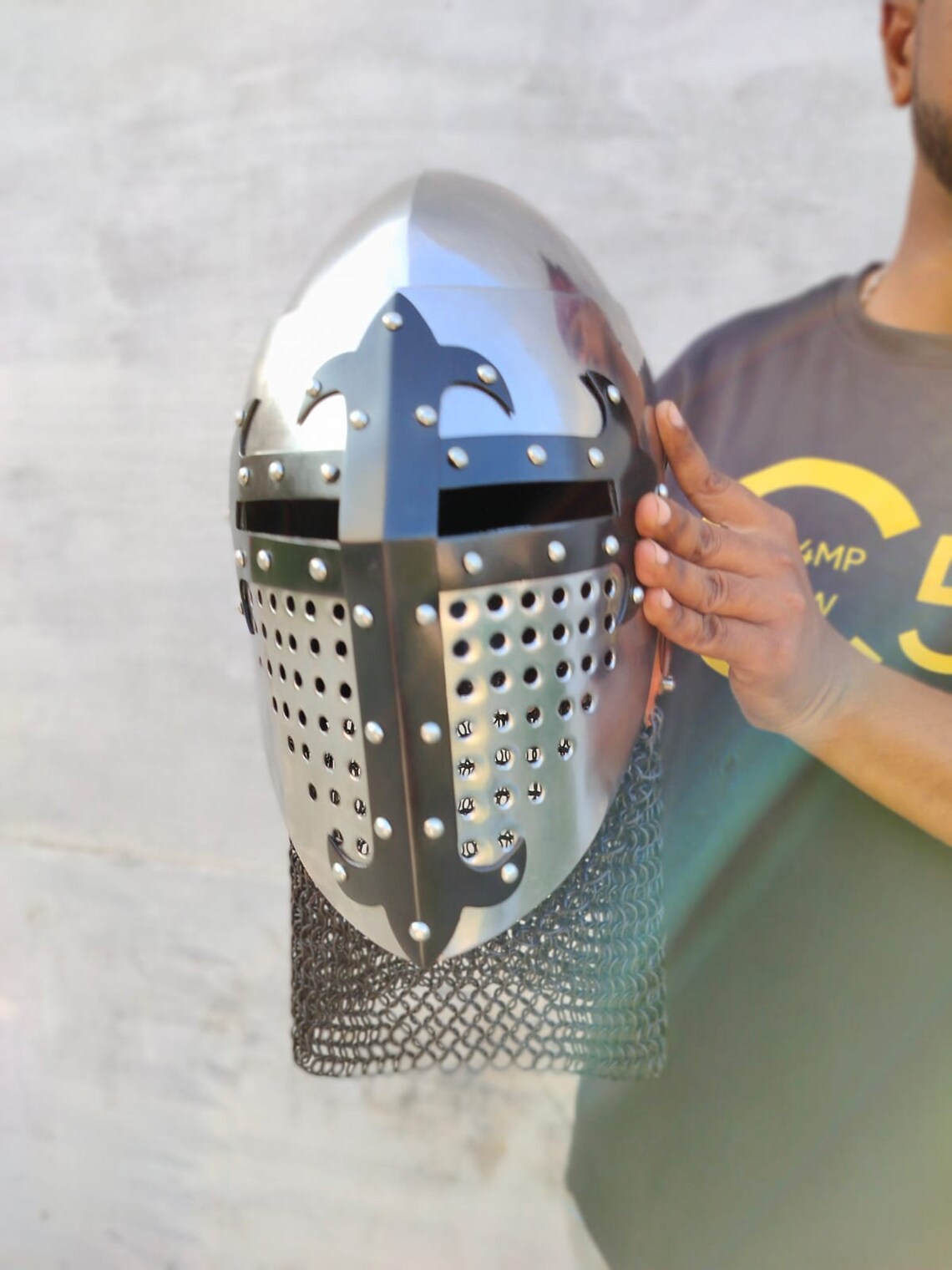 Medieval Viking Templar Chainmail Helmet Knight Armor Larp Helmet With ...