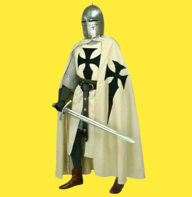 Medieval Crusader Templar Tunic Knights Clothe ~ Halloween Black, Red ...