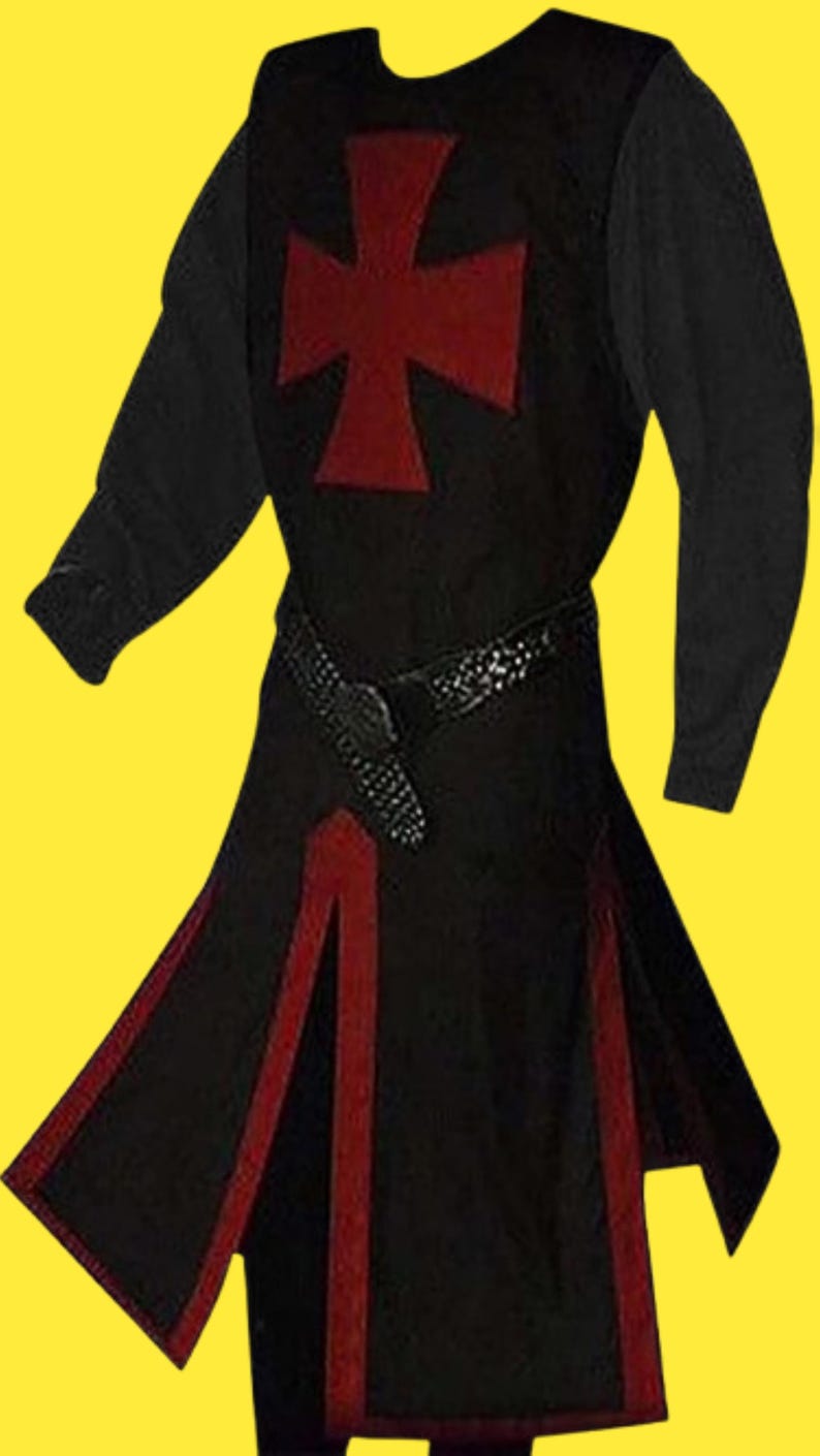 Halloween Medieval Crusader Templar Tunic Clothe ~ Knights Black, Red ...
