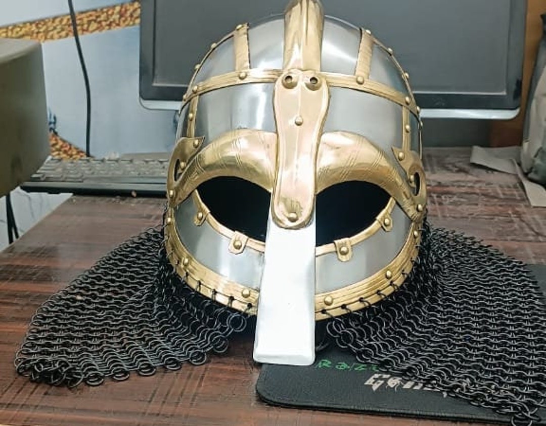 Medieval Knight Chainmail Viking Helmet Vandal Medusa Helmet, Chainmail ...
