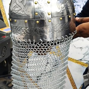 Halloween Knight Viking Combat Chainmail Helmet Medieval Maille Knight ...