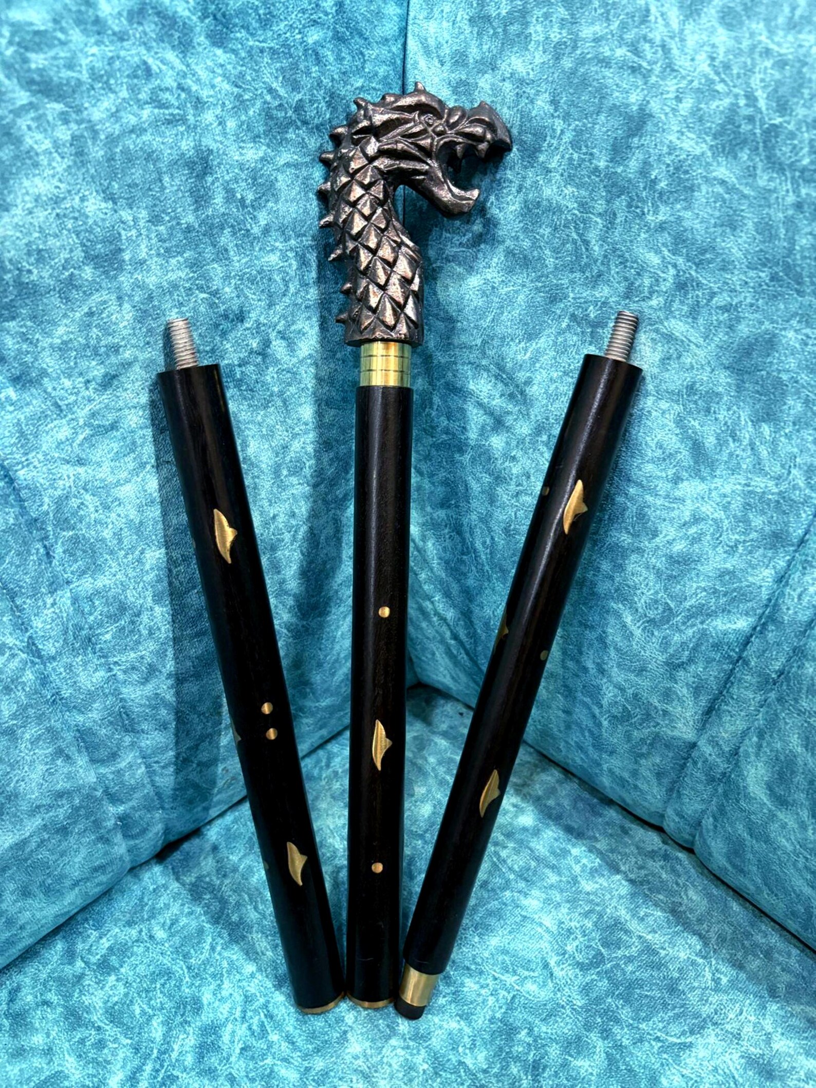 Nautical Brass Antique Dragon Head Handle Walking Stick ~ Foldable ...