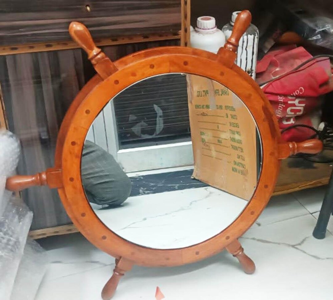 Nautical Wood Ship Wheel Mirror, Marine Decor (18" or 24") - Etsy