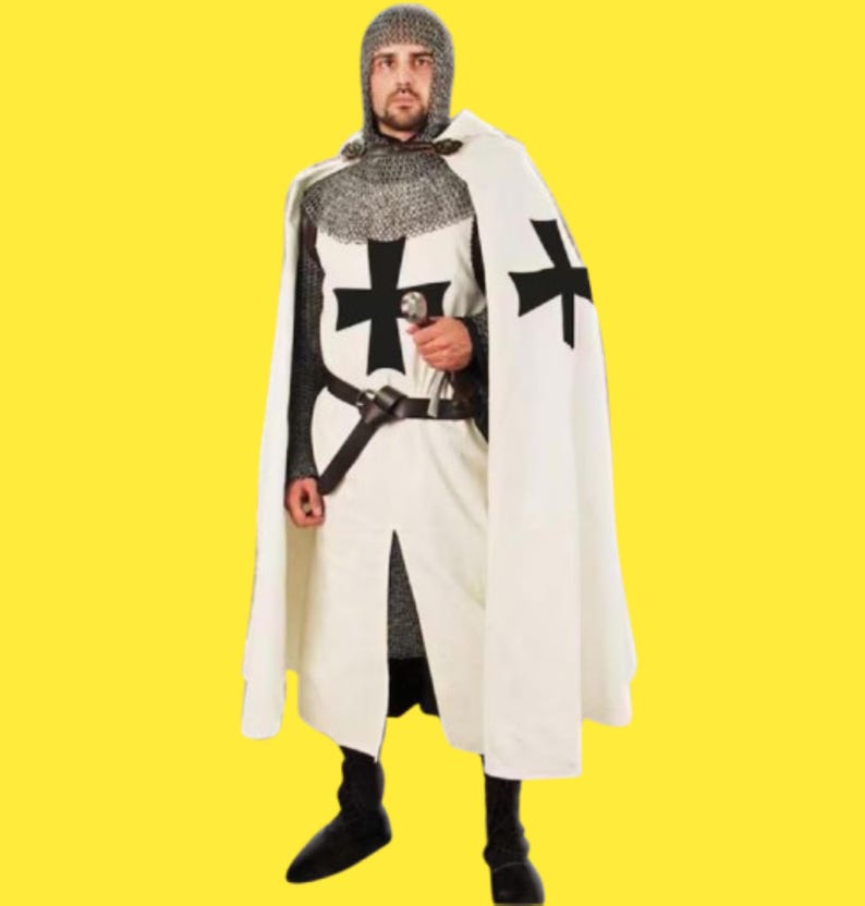 Medieval Crusader Templar Tunic Knights Clothe ~ Halloween Black, Red ...