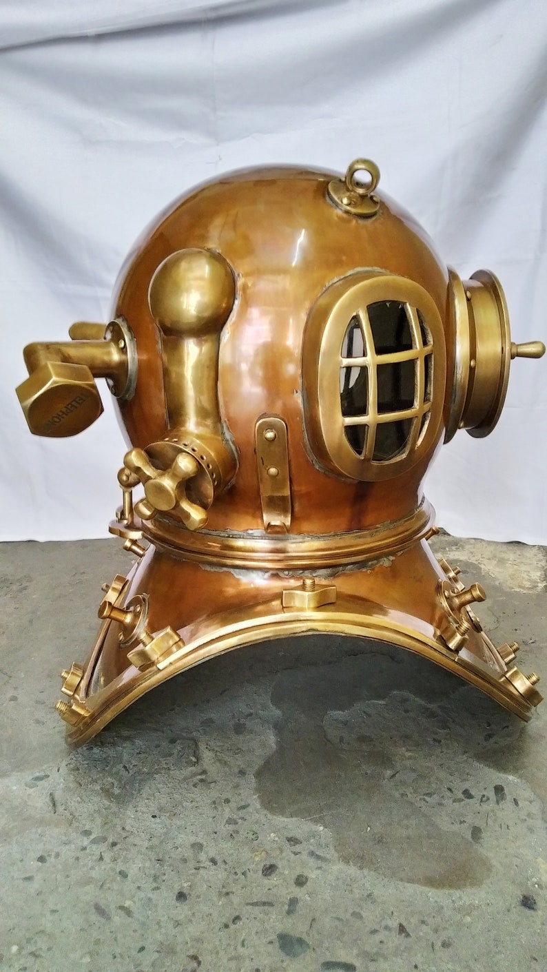 Royal U.K. Navy Siebe Gorman Diving Helmet ~brown Deep Sea Nautical ...