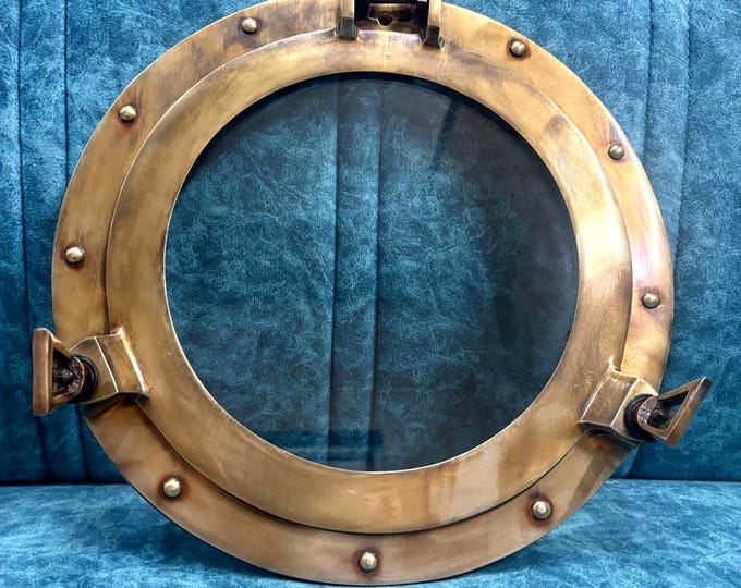 Antique Bronze Porthole Window HUGE 21'' Nautical Window Brass Porthole ...