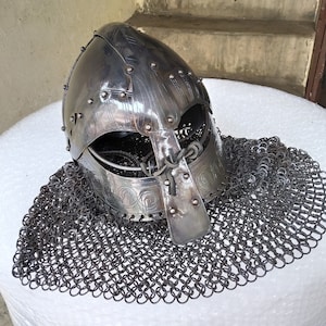 Halloween Viking Chainmail Helmet Medieval Maille Knight Riveted ...