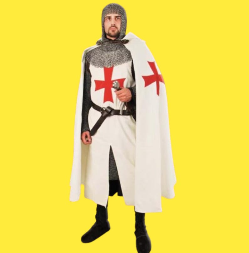 Medieval Crusader Templar Tunic Knights Clothe ~ Halloween Black, Red ...