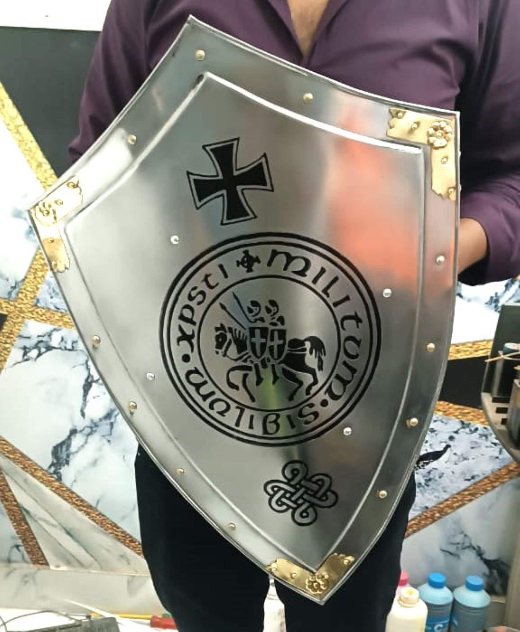 Medieval Etching Templar Shield | Knight Crusader Cross Armor Shield ...