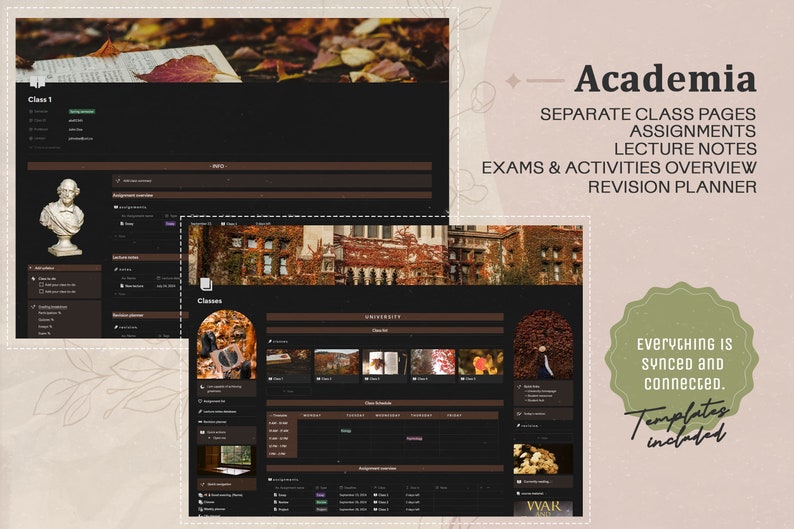 Notion Dark Academia, Academic Planner, Assignment Tracker, Notion ...