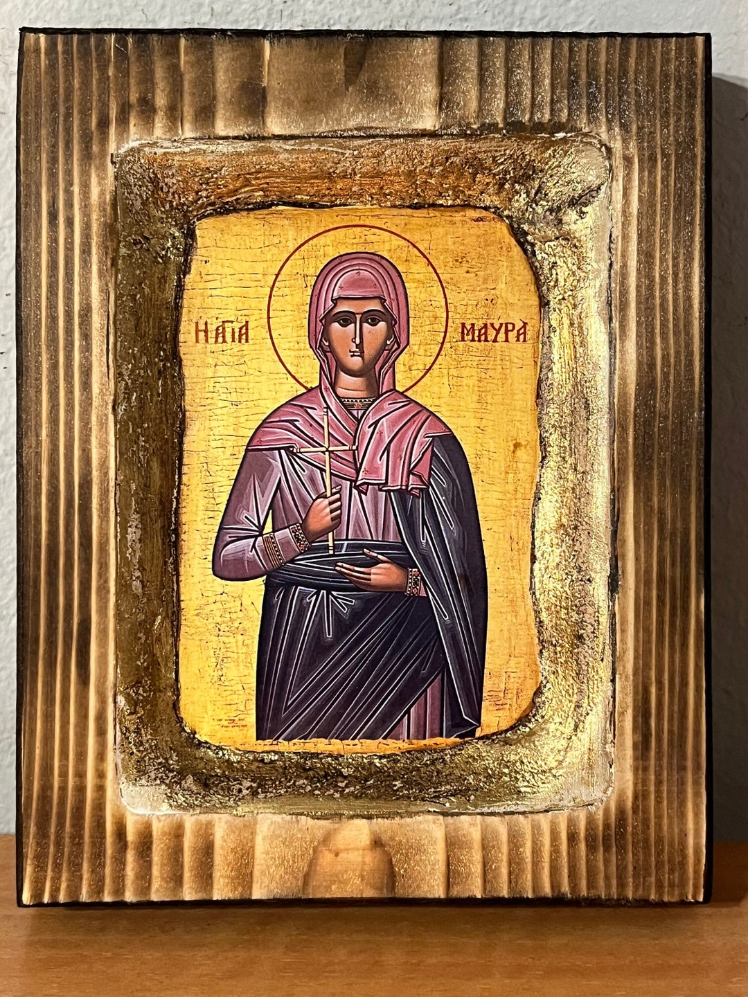 Saint Maura Santa Maura ΑΓΙΑ ΜΑΥΡΑ Greek Icon Handmade Antique Icon ...