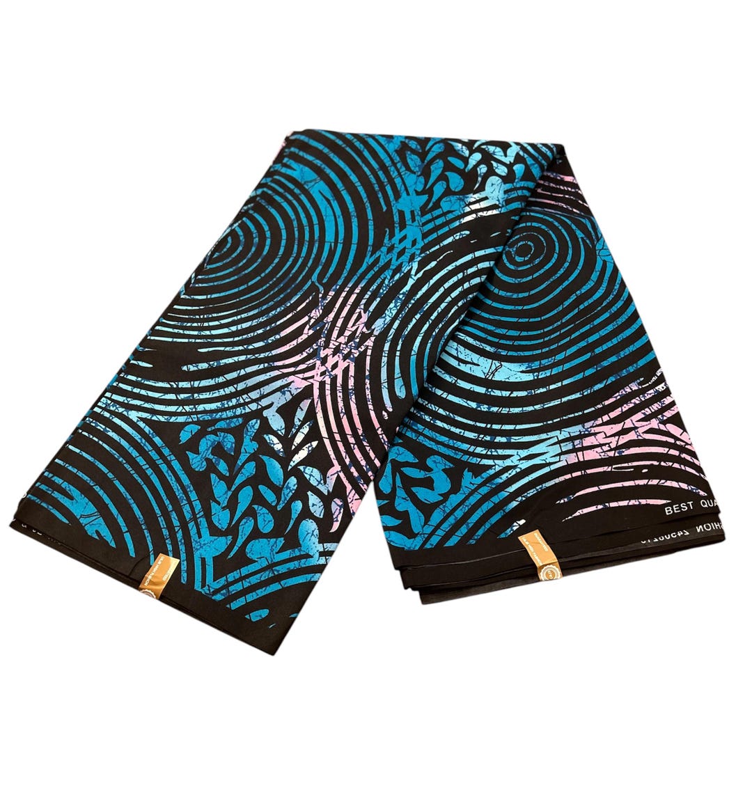 African Print Blue Ankara Fabric With White Spirals – Bold Pattern for ...