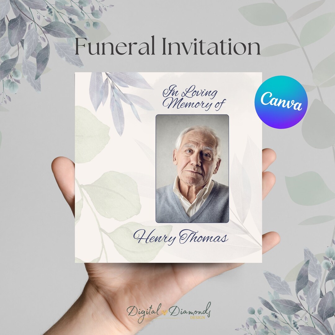 Funeral Invitation Template, Customizable Memorial Announcement ...