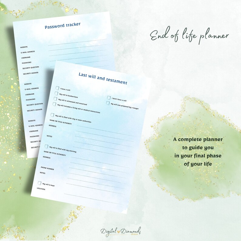 End of Life Planner, 54 Pages Editable Planning of Your Funeral ...