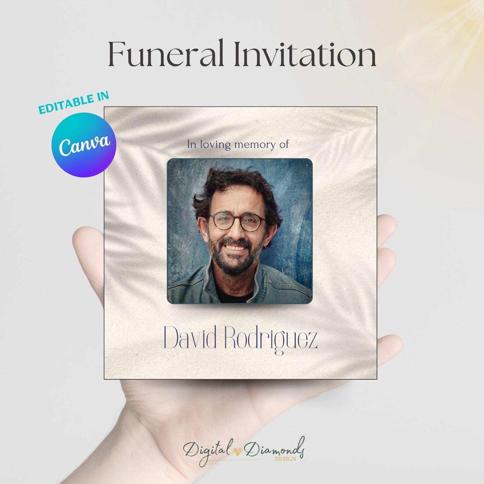 Funeral Invitation Template | Memorial Announcement | Printable Funeral ...