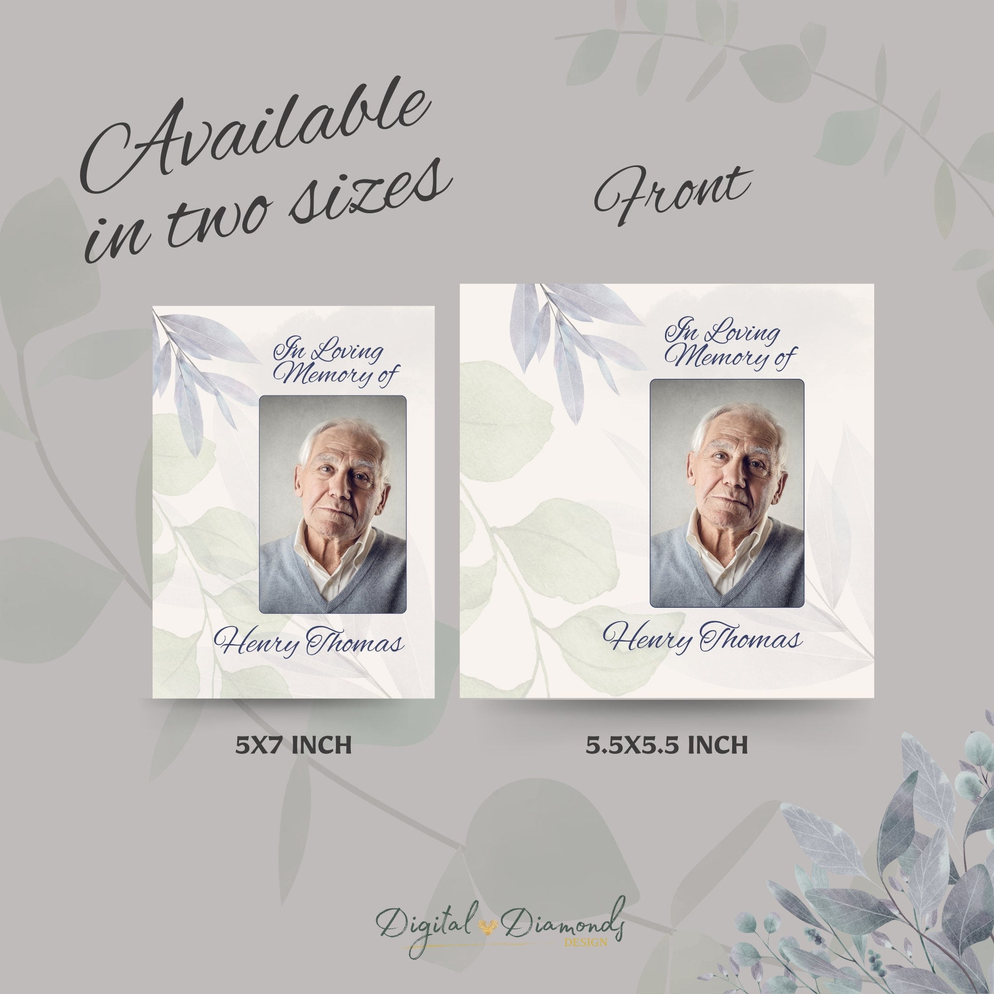 Printable Funeral Card in Two Sizes, Funeral Invitation Template ...