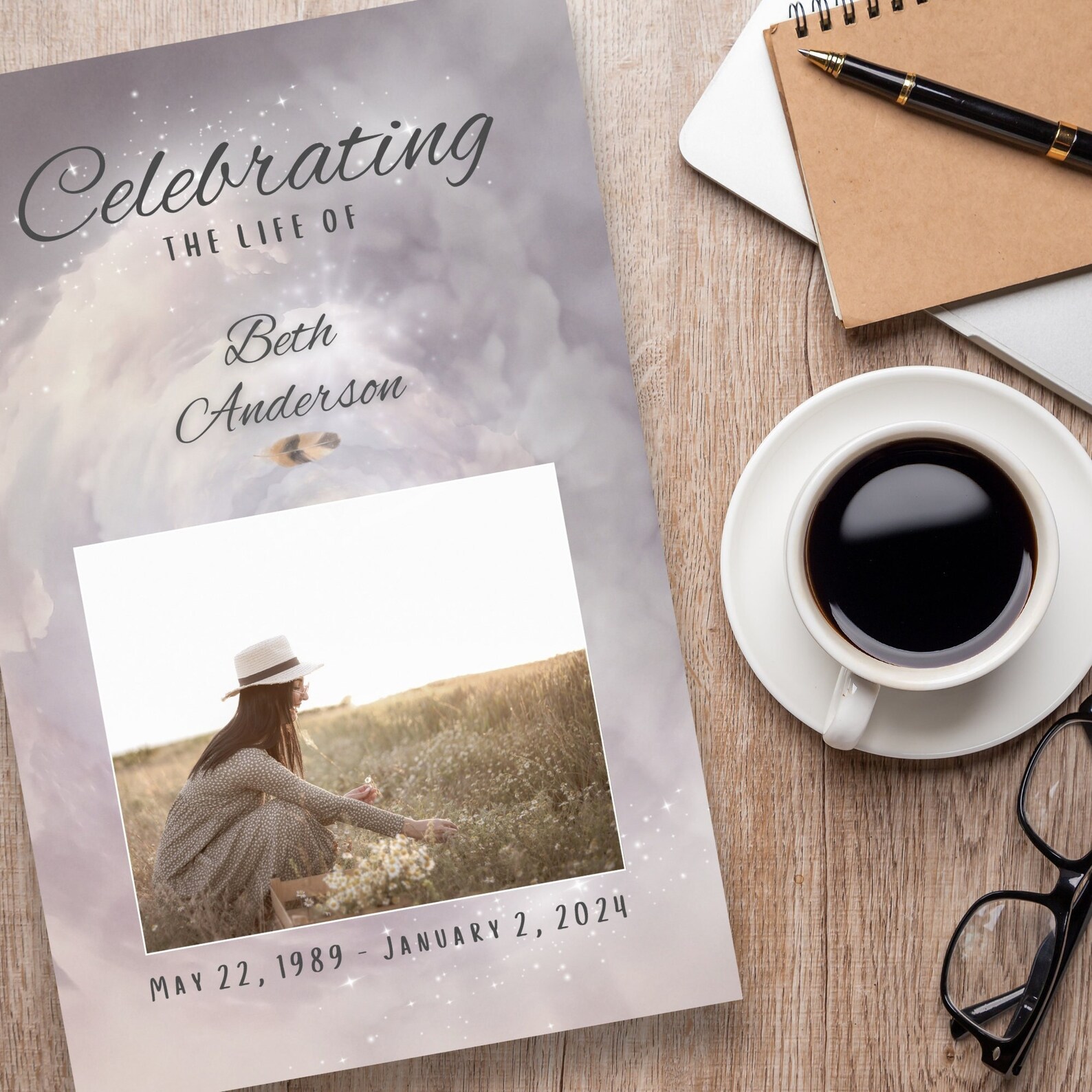 Funeral Poster Template Memorial Poster for a Funeral Service Available ...