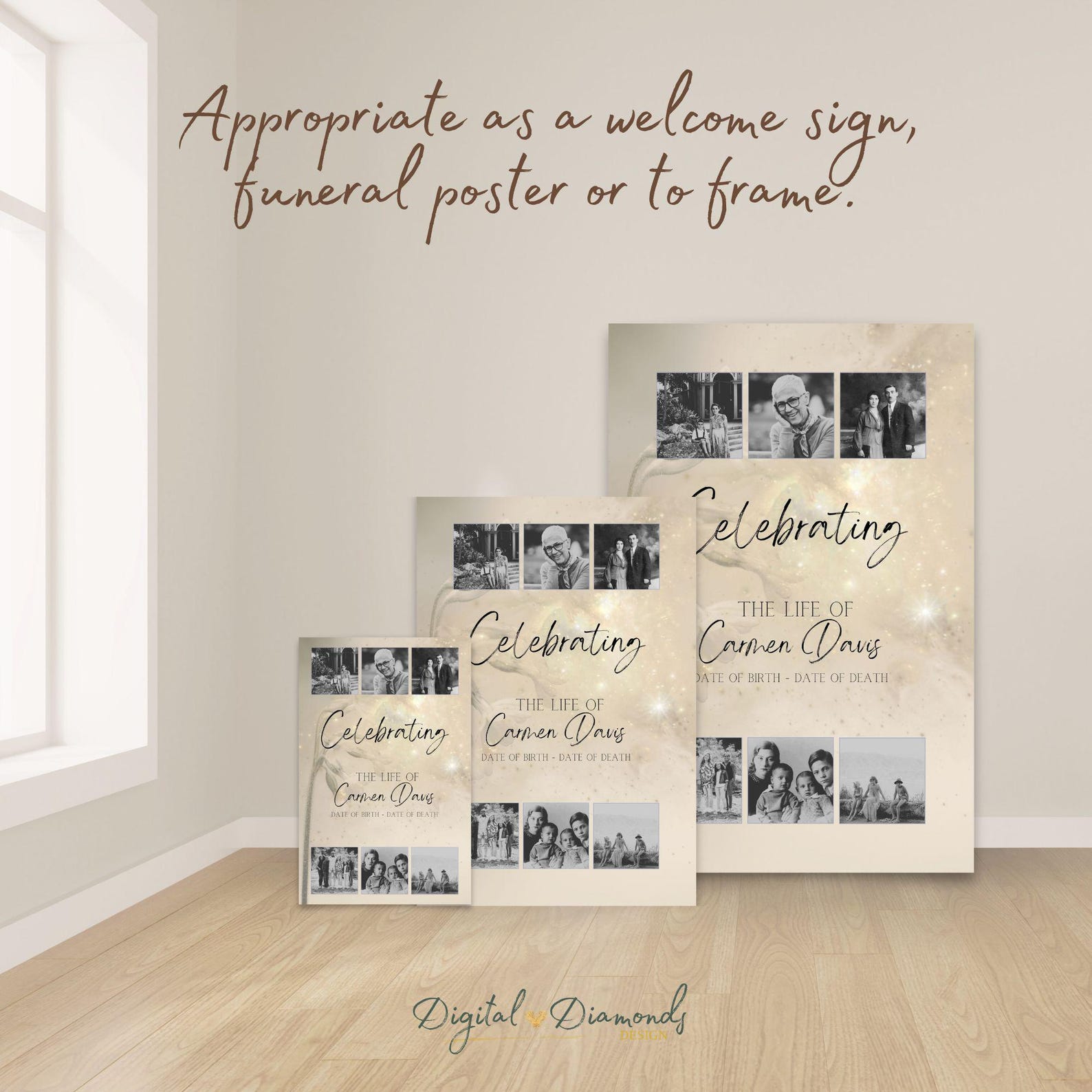 Funeral Collage Template Memorial Photo Collage Available in Three ...