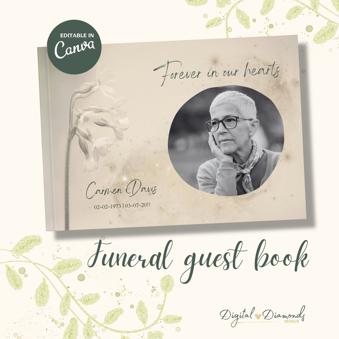 Template: Funeral Sign in Book, Memorial Guest Book, Custom Template in ...