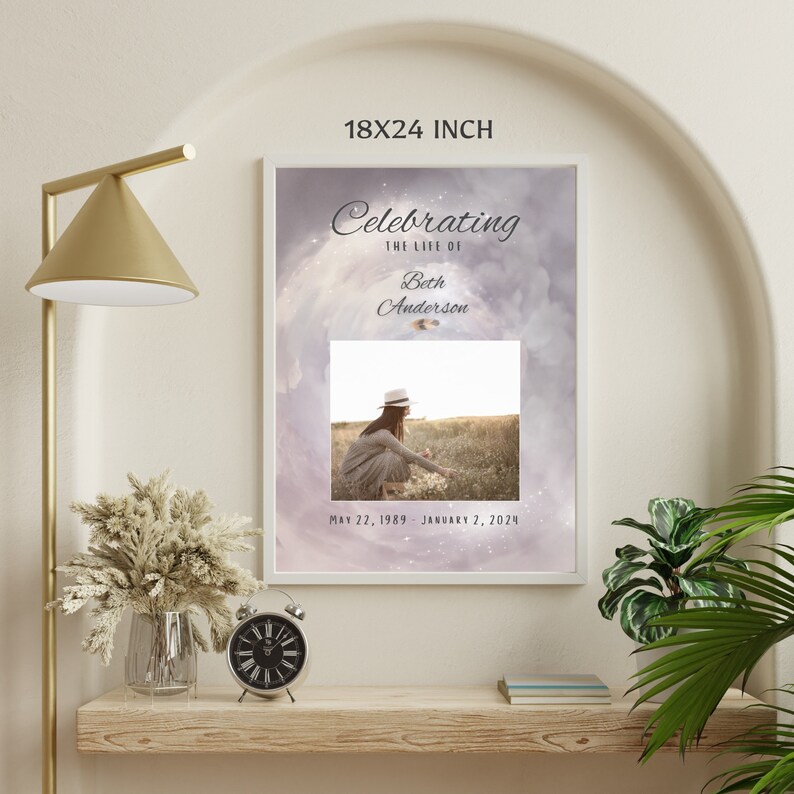 Funeral Poster Template Memorial Poster for a Funeral Service Available in Three Sizes Editable ...